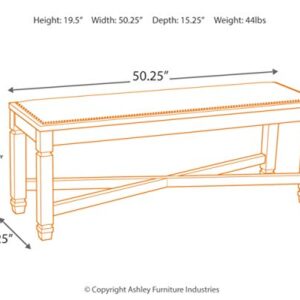 Signature Design by Ashley Bolanburg French Country Upholstered Dining Room Bench, Antique White