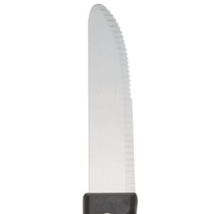 (Set of 6) 10-Inch Jumbo Steak Knives by Tezzorio, Stainless Steel Rounded Serrated 5-Inch Blade with Black Plastic Handle, Commercial Quality Steak Knife Set