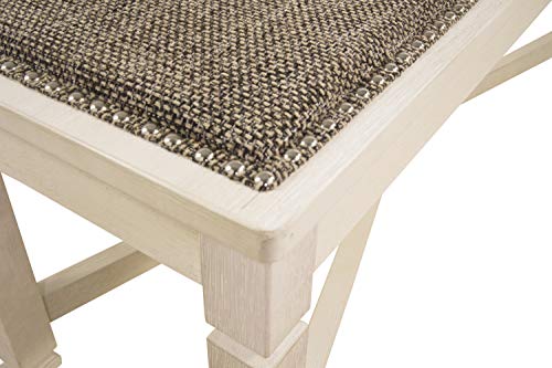 Signature Design by Ashley Bolanburg French Country Upholstered Dining Room Bench, Antique White