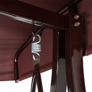 Sunnydaze 3-Seat Deluxe Patio Swing with Steel Frame and Canopy - 600-Pound Weight Capacity - Maroon Cushions Included