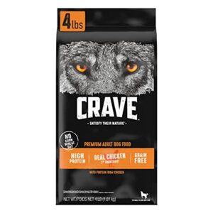 crave grain free high protein adult dry dog food, chicken, 4 lb. bag