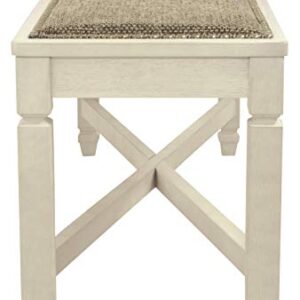 Signature Design by Ashley Bolanburg French Country Upholstered Dining Room Bench, Antique White