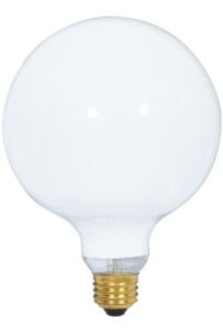 satco s3003 100 watt g40 incandescent, gloss white, medium base, 120 volts (pack of 4)