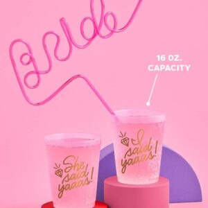 xo, Fetti Bachelorette Party Decorations She Said Yaaas! Reusable Cups - 16 Frost Flex Cups | Gold Bridal Shower Gift, Bridesmaid Favors, I Said Yaas