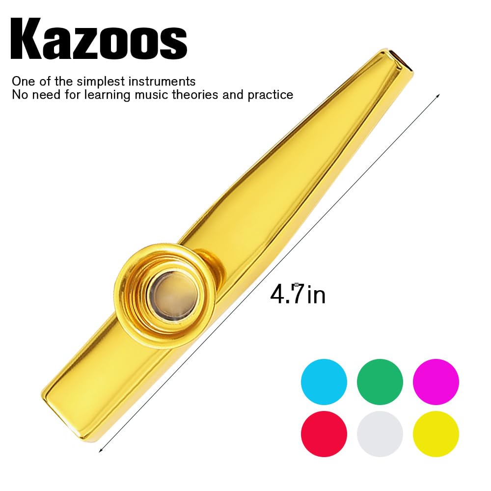 LovesTown Kazoos Musical Instruments,6 PCS Metal Kazoos Flute for Kids Gift Price Party Favor Gift Bag Fillers