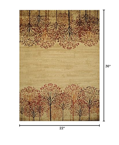 United Weavers of America Affinity Tree Blossom Area Rug - 1ft. 10in. x 3ft., Natural, Machine Made Rug with Twisted Heatset Construction, 1'10" x 3'