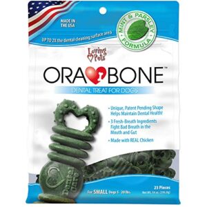 loving pets orabone dental treat for dogs, small, 23 pieces per pack, 14 oz