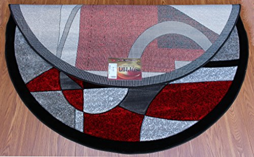 Masada Rugs, Sophia Collection Hand Carved Area Rug Modern Contemporary Red Grey White Black (5 Feet 3 Inch X 5 Feet 3 Inch) Round