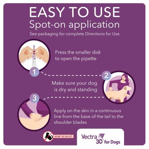 Vectra 3D for Dogs Flea, Tick & Mosquito Treatment & Prevention for Small Dogs (11 – 20 lbs) , 3 month supply