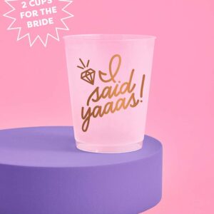 xo, Fetti Bachelorette Party Decorations She Said Yaaas! Reusable Cups - 16 Frost Flex Cups | Gold Bridal Shower Gift, Bridesmaid Favors, I Said Yaas