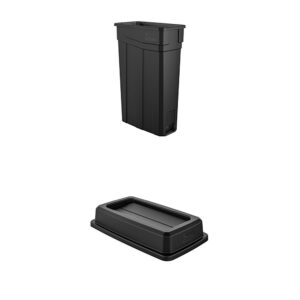 suncast commercial tcn2030bk narrow trash can, 30.00" height, 11.08" width, 23 gal capacity, plastic, black bundle