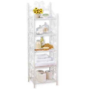 collections etc scrollwork design 5 tier white storage shelf to instantly add storage and style