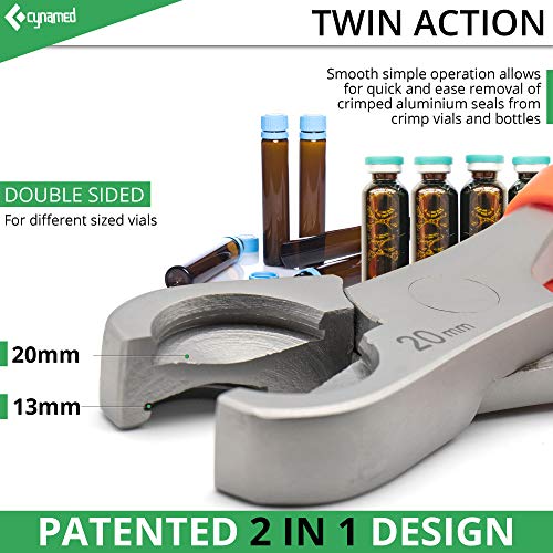 Cynamed Twin Action Decapper Pliers - Perfect for Decapping 13mm and 20mm Crimped Vials and Bottles