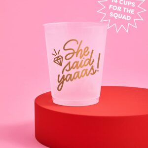 xo, Fetti Bachelorette Party Decorations She Said Yaaas! Reusable Cups - 16 Frost Flex Cups | Gold Bridal Shower Gift, Bridesmaid Favors, I Said Yaas