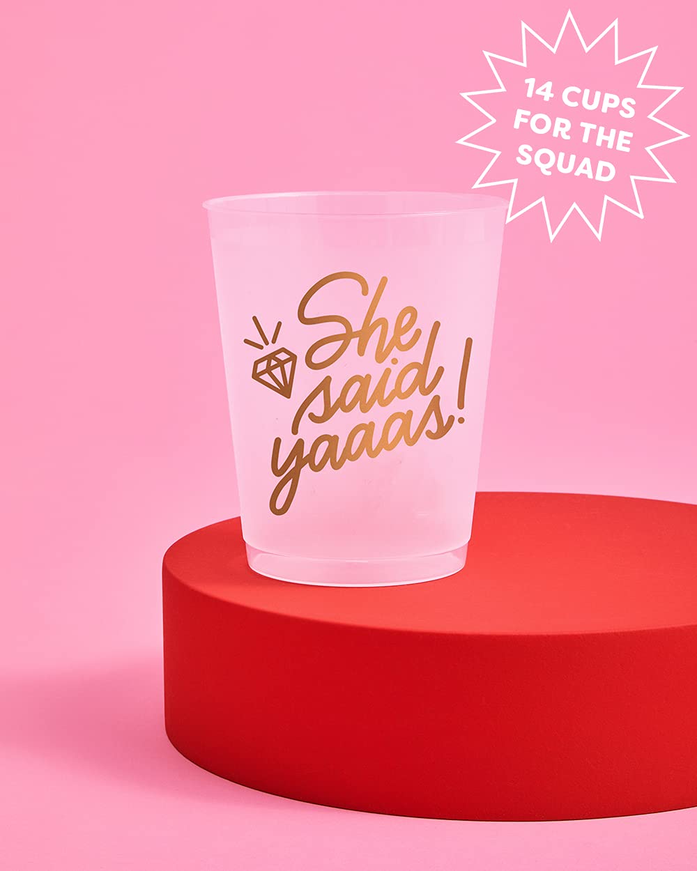 xo, Fetti Bachelorette Party Decorations She Said Yaaas! Reusable Cups - 16 Frost Flex Cups | Gold Bridal Shower Gift, Bridesmaid Favors, I Said Yaas