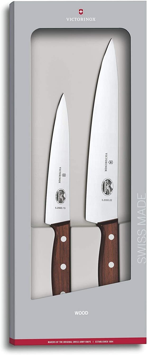 Victorinox Carving Set - Kitchen Knife Set for Home Essentials - Includes 2 Cooking Knives - Perfect for Cutting Fruit, Vegetables & Meat - Wooden Handle, 2-Piece Set