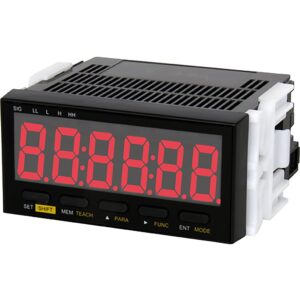 shimpo dt-501xa-cpt panel meter tachometer, 100-240 vac powered, relay output, tachometer/flowmeter: 0-999999