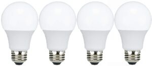 tcp led 60 watt equivalent a19 | 4 pack | cool white (4100k) shatter resistent | 800 lumens | 10,000 hours | non-dimmable light bulbs