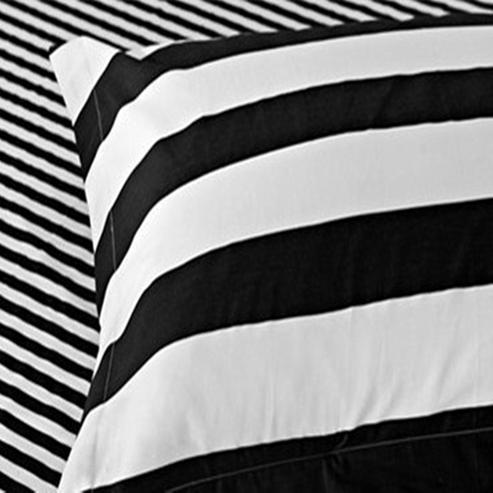 UKELER Black and White Striped Duvet Cover Set Modern Luxury Cotton Queen Bedding, 4 Pieces