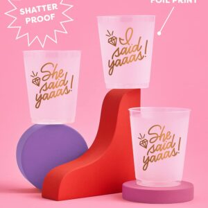 xo, Fetti Bachelorette Party Decorations She Said Yaaas! Reusable Cups - 16 Frost Flex Cups | Gold Bridal Shower Gift, Bridesmaid Favors, I Said Yaas