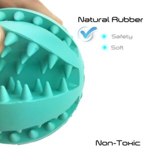 ADUCK Dog Ball Toys for Aggressive Chewers Teething Cleaning (Dental Treat) (Bite Resistant) Natural Soft Bouncy Rubber Ball Toys for Pet IQ Training Playing and Chewing -2.8 Inch (Mint Green)