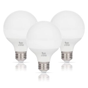 simba lighting led vanity globe g25 (g80) light bulb for bathroom, makeup mirror | decorative white frosted cover, 8w, 60w equivalent, 120v, standard e26 medium base, warm white 2700k, pack of 3