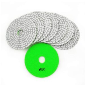 shdiatool 8pcs 4 inch diamond wet polishing pads with white bond grit 50 for marble granite stone