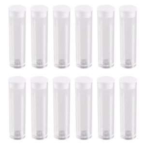 Craftdady 100Pcs Transparent Clear Plastic Small Empty Storage Tubes Bead Container Set Test Bottles Organizers Boxes with Lid 2.16x0.59 (55x15mm)