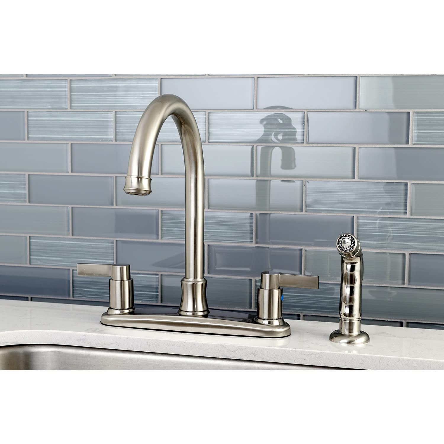 Kingston Brass FB7791NDLSP Nuvofusion 8-inch Centerset Kitchen Faucet, Chrome