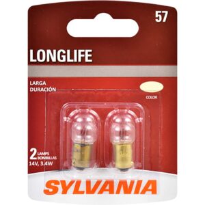 sylvania - 57 long life miniature - bulb, ideal for interior lighting – glove box, radio display, and more (contains 2 bulbs)