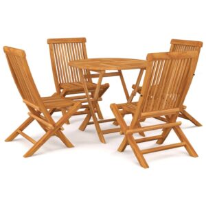 vidaxl folding patio chairs set of 4, outdoor wooden seats for garden dining capming beach deck, stable structure easy to store, solid teak wood