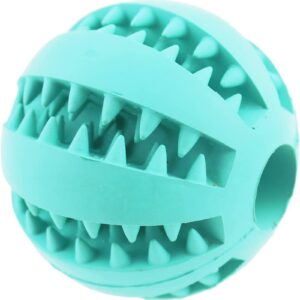 aduck dog ball toys for aggressive chewers teething cleaning (dental treat) (bite resistant) natural soft bouncy rubber ball toys for pet iq training playing and chewing -2.8 inch (mint green)