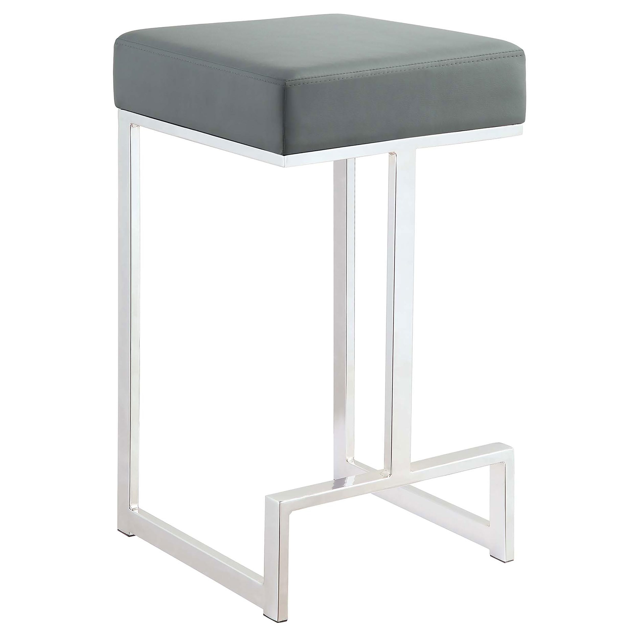 Coaster Home Furnishings Gervase Square Counter Height Stool Grey and Chrome