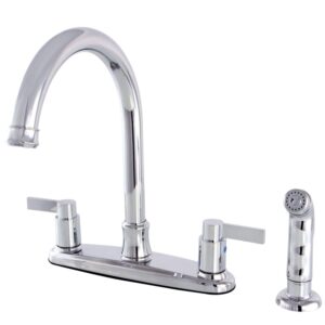 kingston brass fb7791ndlsp nuvofusion 8-inch centerset kitchen faucet, chrome