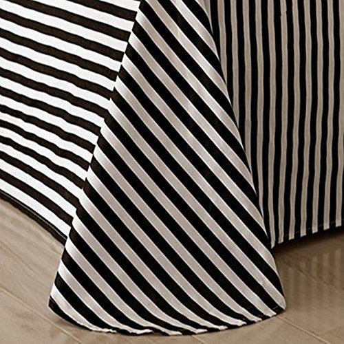 UKELER Black and White Striped Duvet Cover Set Modern Luxury Cotton Queen Bedding, 4 Pieces