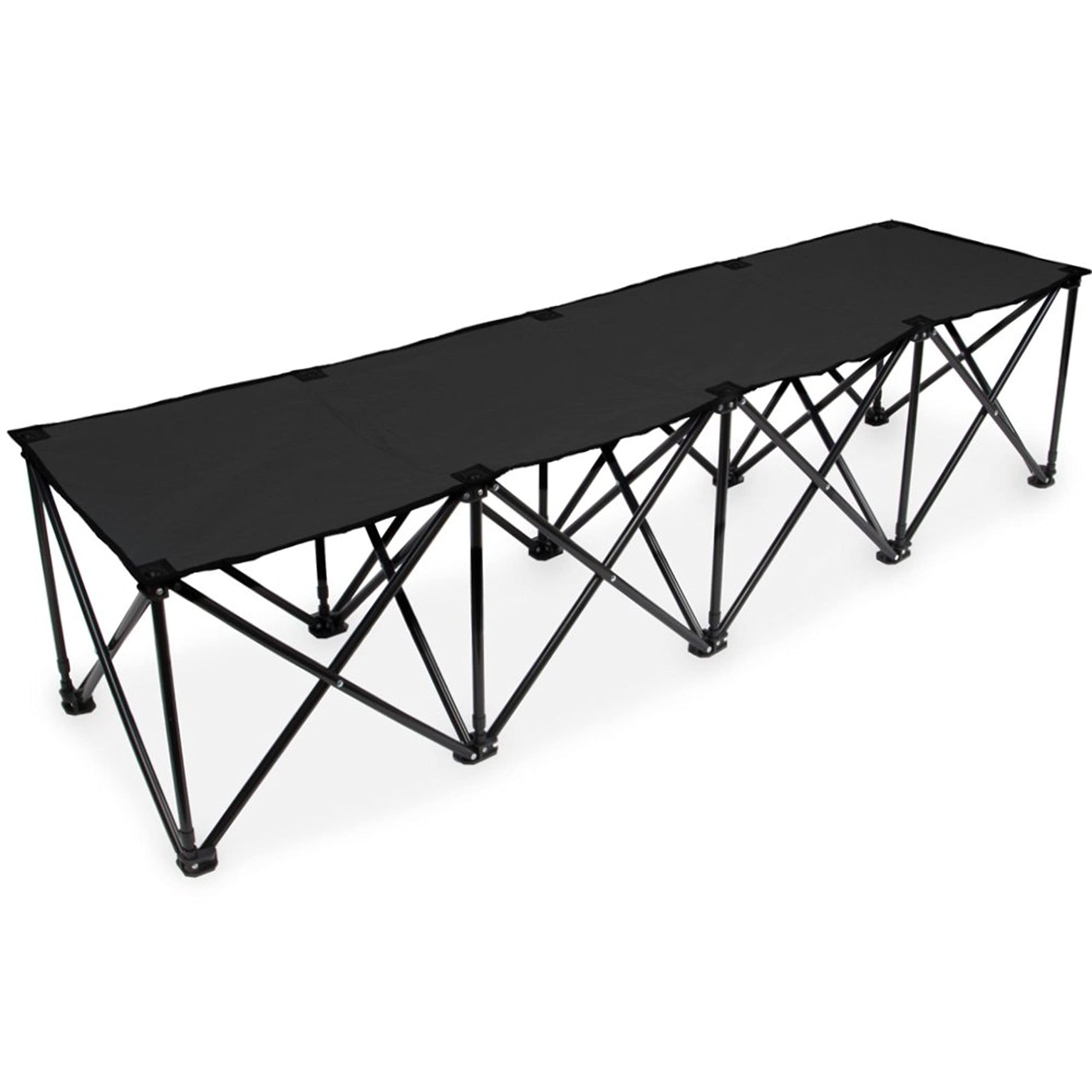 Crown Sporting Goods 6-Foot Portable Folding 4 Seat Bench with Carry Bag – Great Team Bench for Soccer & Football Sidelines, Tailgating, Camping & Events, Black