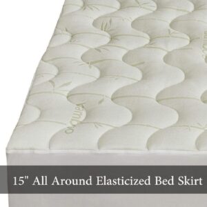 sheetsnthings Waterproof 40% Viscose from Bamboo Jacquard Twin Extra Long XL Mattress Pad, White