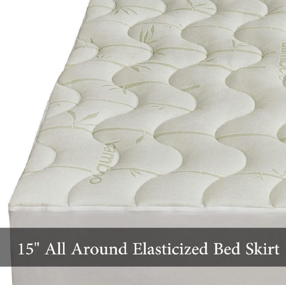 sheetsnthings Waterproof 40% Viscose from Bamboo Jacquard Twin Extra Long XL Mattress Pad, White