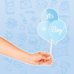 LASLU It's A Boy Baby Shower Party Photo Booth Props Kits on Sticks Set of 25pcs