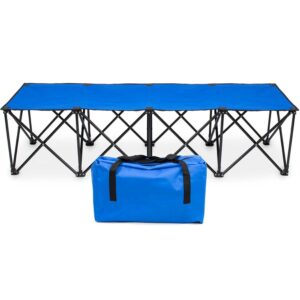 Crown Sporting Goods 6-Foot Portable Folding 4 Seat Bench with Carry Bag – Great Team Bench for Soccer & Football Sidelines, Tailgating, Camping & Events, Black