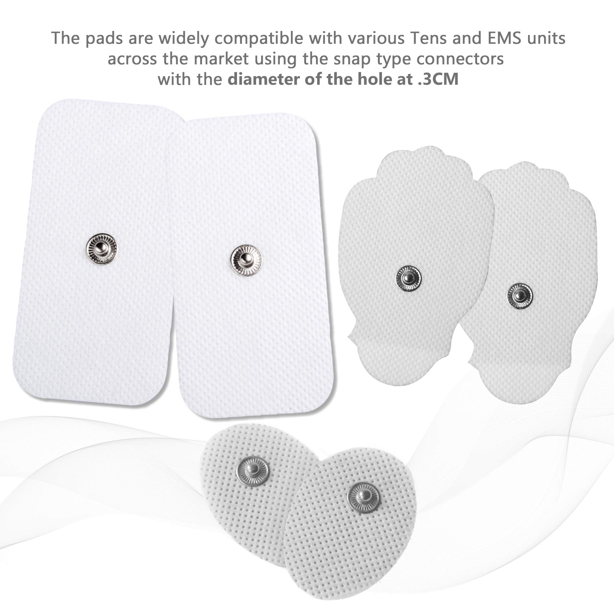 TENS Unit Pads - Premium Quality Snap Replacement Electrodes for TENS and EMS Electrotherapy - Self Adhesive Reusable Patches up to 30 Times (20 Pads) Combo (S, L, XL)