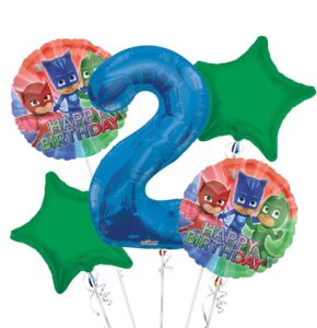 pj masks balloon bouquet 2nd birthday 5 pcs - party supplies