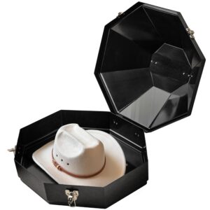 maverick cowboy hat box - cowboy hat case with mirror, carrying handle, lockable latches - hard cowboy hat travel case for western headwear - cowboy hat box for travel, cowboy hat carrier for travel