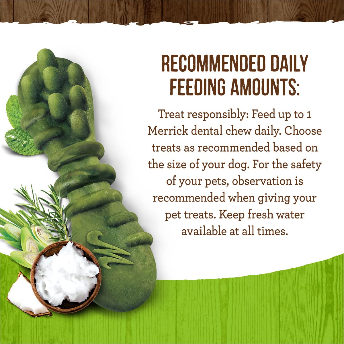 Merrick Fresh Kisses Natural Dental Chews Infused With Coconut And Botanical Oils For Tiny Dogs 5-15 Lbs - 20 ct. Bag