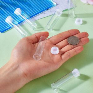 Craftdady 100Pcs Transparent Clear Plastic Small Empty Storage Tubes Bead Container Set Test Bottles Organizers Boxes with Lid 2.16x0.59 (55x15mm)