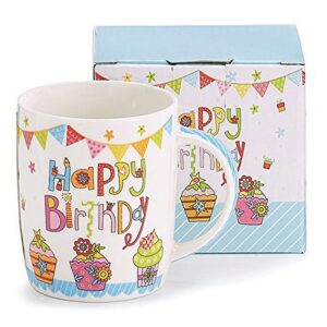 burton & burton happy birthday bone china mug, 1 count (pack of 1), multicolor