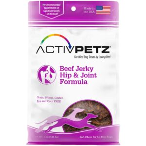 loving pets activpetz beef jerky hip & joint formula dog treat, 7 oz