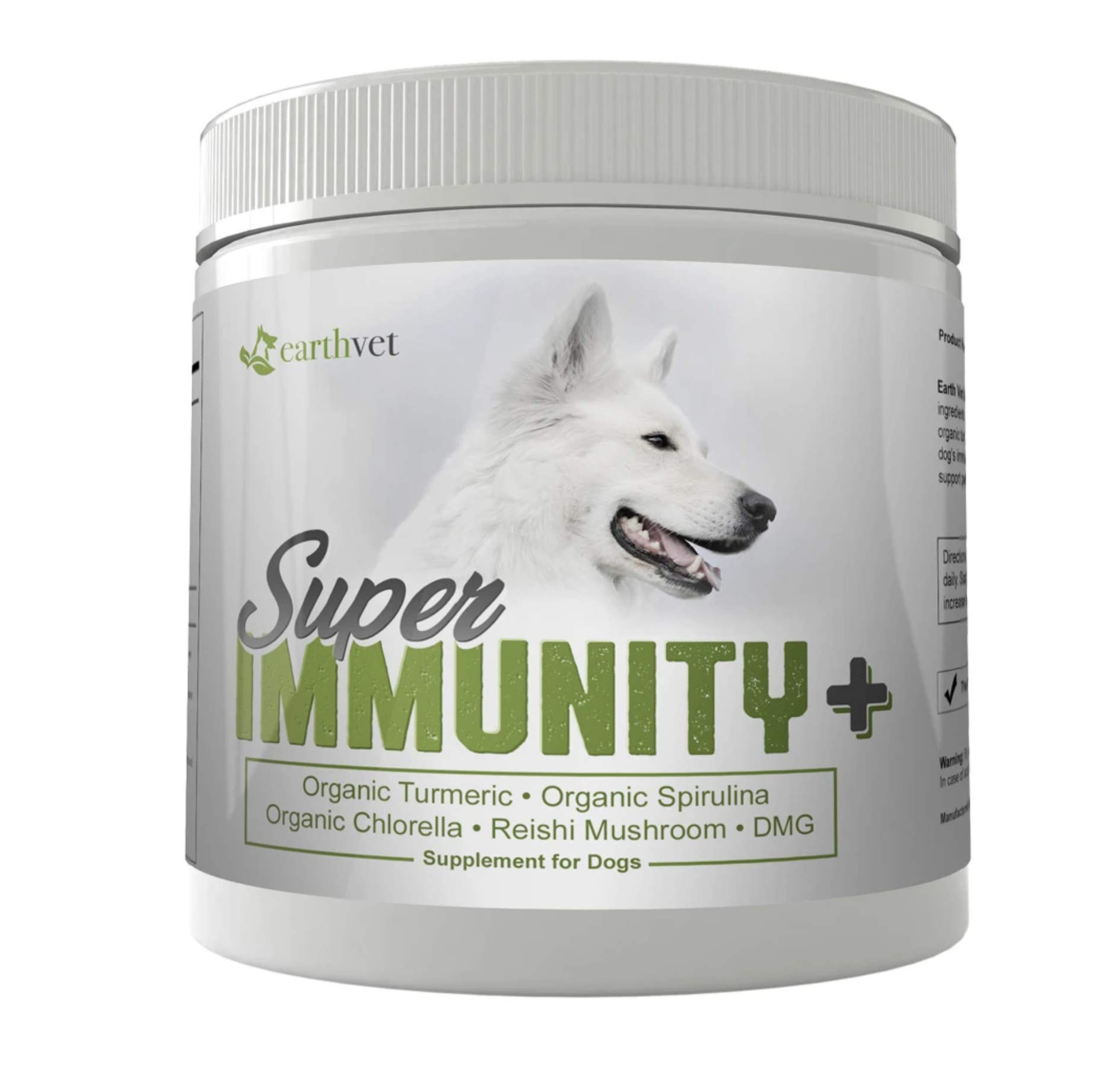 Earth Vet Super Immunity + for Dogs - Contains Organic Spirulina, Organic Chlorella, Organic Turmeric and Reishi Mushroom (60 Servings)