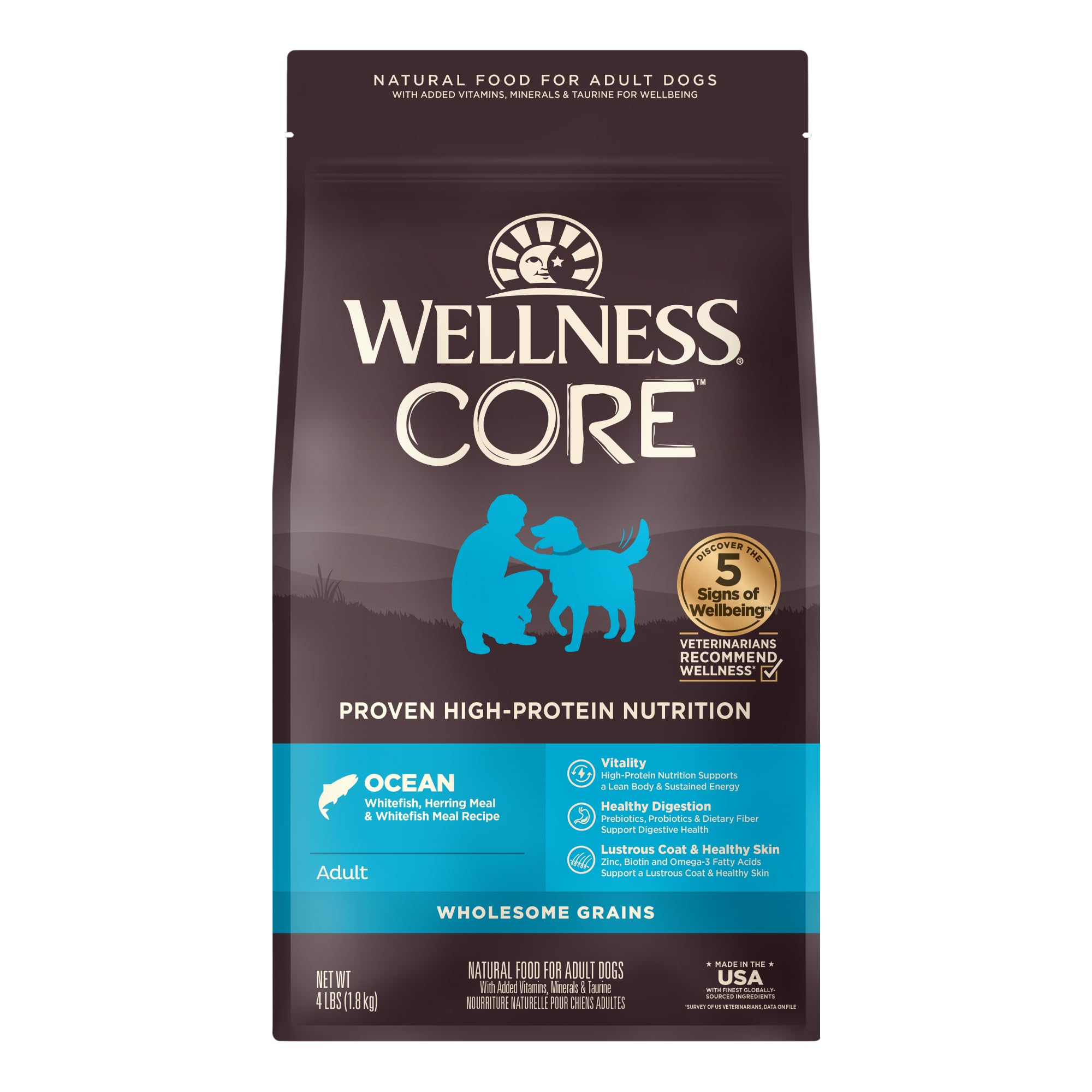 Wellness CORE Wholesome Grains Ocean Recipe, 4 Pound Bag