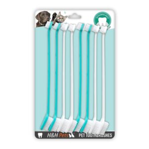 h&h pets dog toothbrush dual headed design dental toothbrushes for small & large dogs, 4 or 8 counts pack